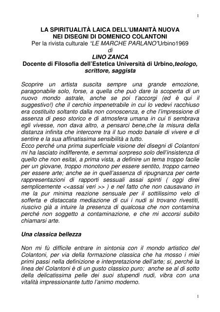 LA SPIRITUALITà LAICA - Domenico Colantoni