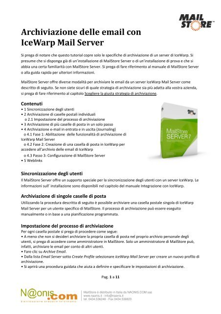 Archiviazione delle email con IceWarp Mail Server - Naonis.com