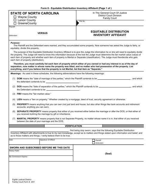 STATE OF NORTH CAROLINA - North Carolina Court System