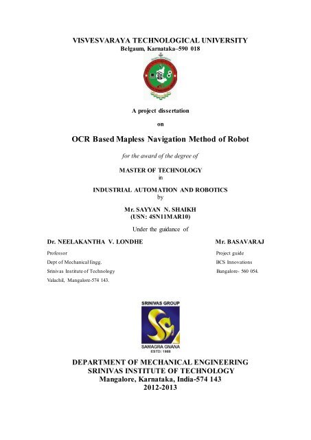 Ocr Based Mapless Navigation Method Of Robot