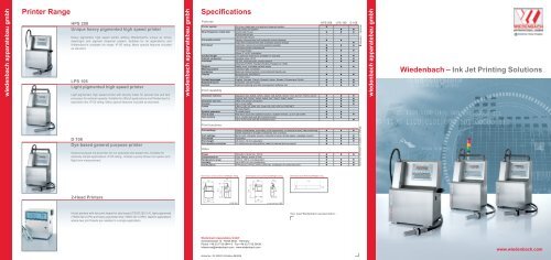 Wiedenbach – Ink Jet Printing Solutions Specifications Printer Range