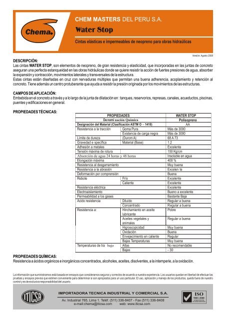 Water Stop Neopreno - Chema