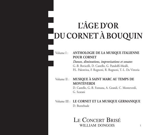 L'ÂGE D'OR DU CORNET À BOUQUIN - CD Baroque - K617