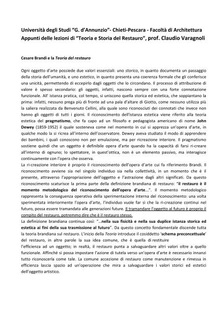 16-Appunti_Cesare Brandi e la Teoria del ... - Restauro Progetto