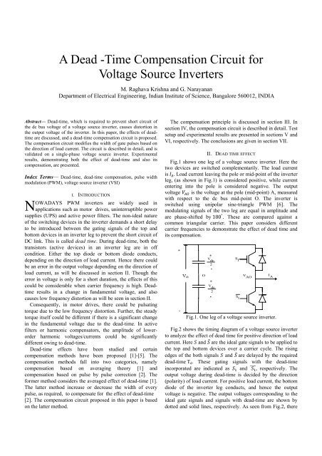 A Dead Time Compensation Circuit For Voltage Source Inverters