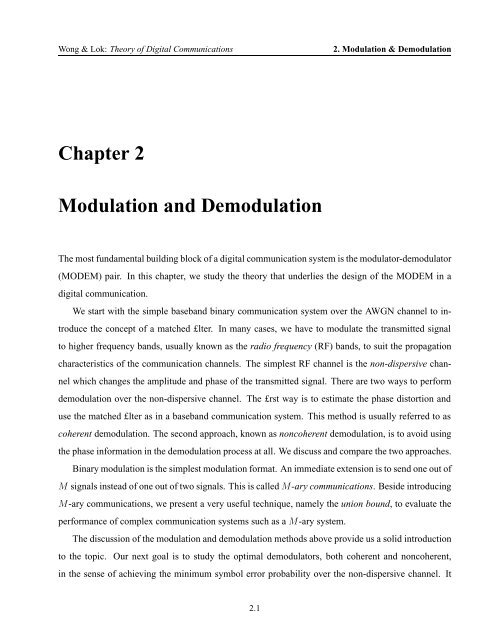 Chapter 2 Modulation and Demodulation - UF Wireless Information ...