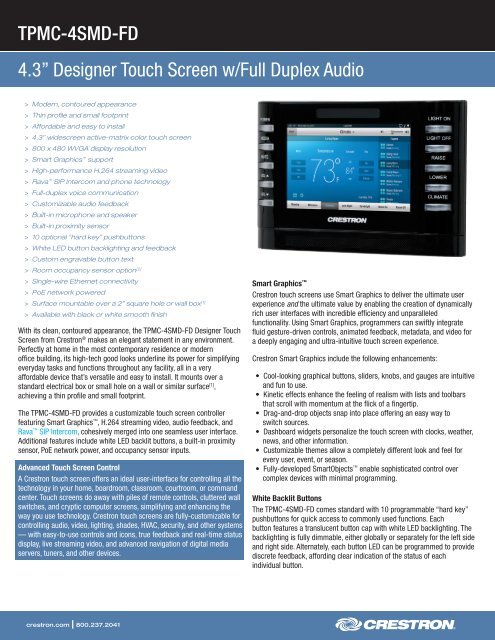 Product Specifications: TPMC-4SMD-FD - Crestron