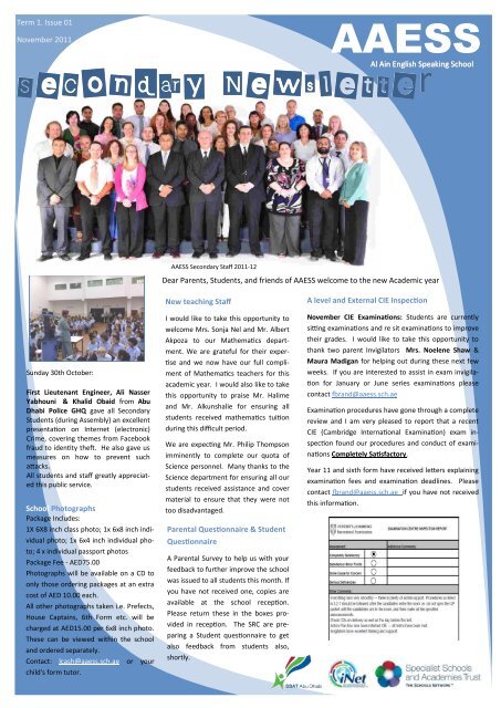 November 2011 - Al Ain English Speaking School AAESS