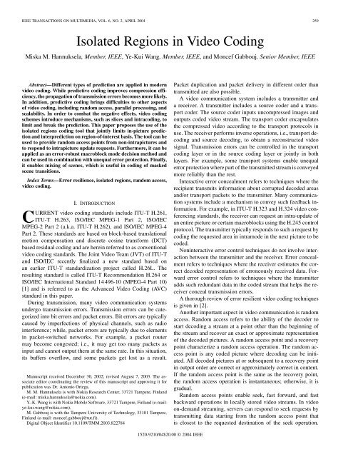 Isolated Regions in Video Coding