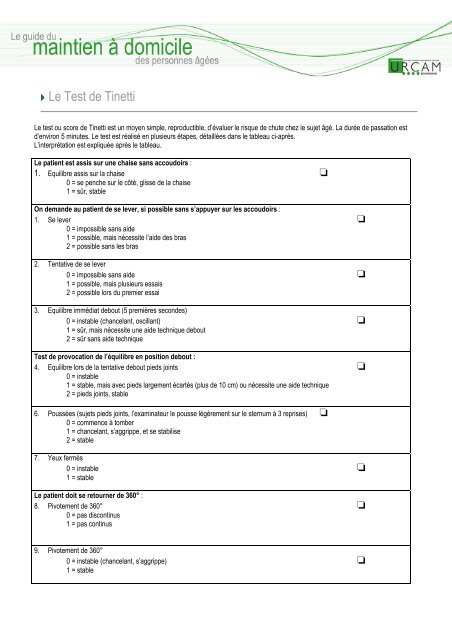 Le Test de Tinetti - Cnsa