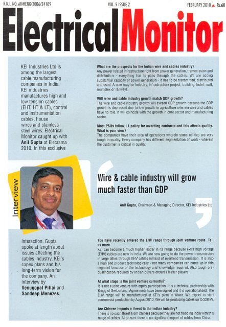 Interview Anil Gupta,Chairman & Managing Director ... - Kei-ind.com