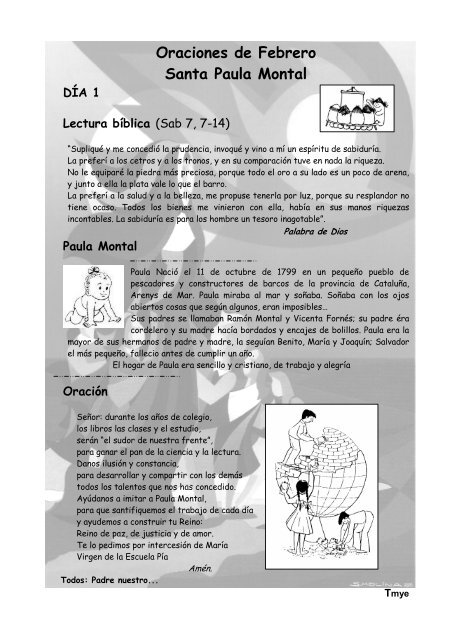Oraciones de Febrero Santa Paula Montal - Escolapias