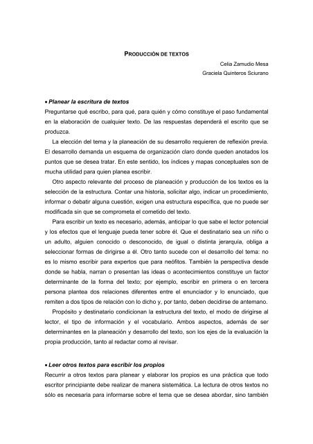 Producción de textos - Reforma de la Educación Secundaria