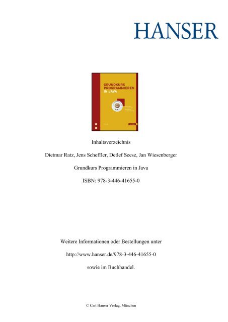 Inhaltsverzeichnis (PDF) - Grundkurs Programmieren in Java