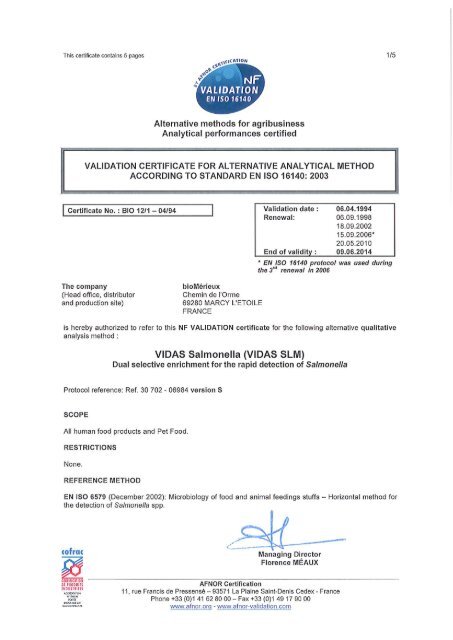 Certificate - NF VALIDATION
