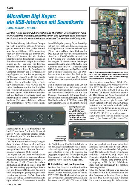 MicroHam Digi Keyer: ein USB-Interface mit Soundkarte - WiMo