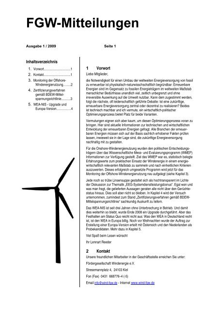 FGW-Mitteilungen