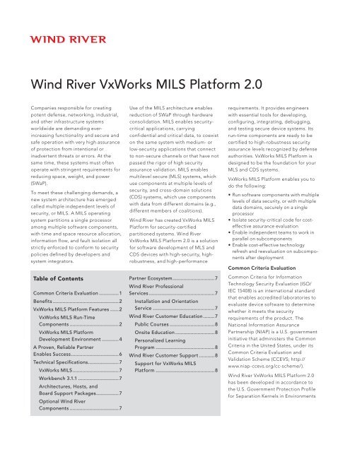 Wind River VxWorks MILS Platform 2.0
