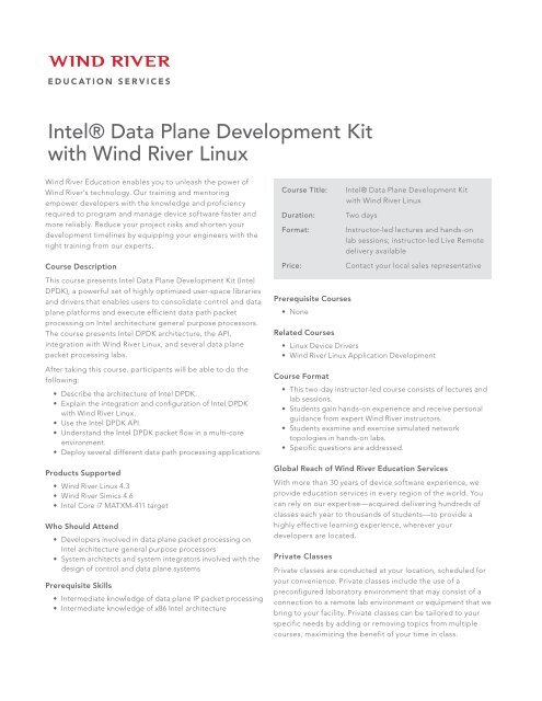 Intel® Data Plane Development Kit With Wind River Linux 5953