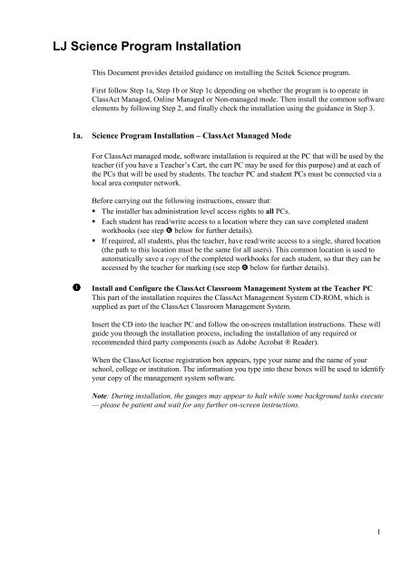 LJ Science Program Installation - LJ Create