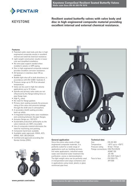 Resilient seated butterfly valves with valve body and disc in ... - Pentair