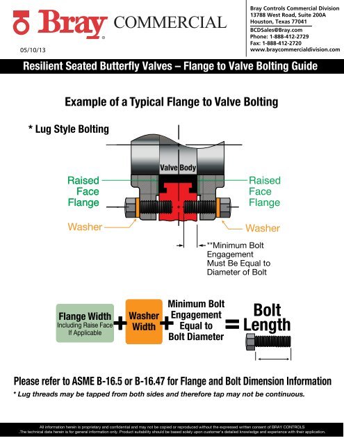 Bolt Length - Bray Controls - Commercial Division