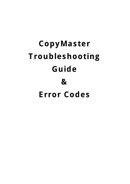 CopyMaster Troubleshooting Guide & Error Codes - Octave