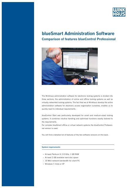 Comparison blueControl Start and Professional - Winkhaus