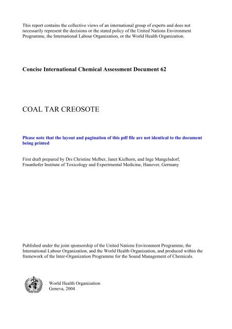 COAL TAR CREOSOTE - World Health Organization