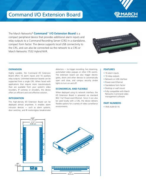 Command I/O Extension Board - March Networks