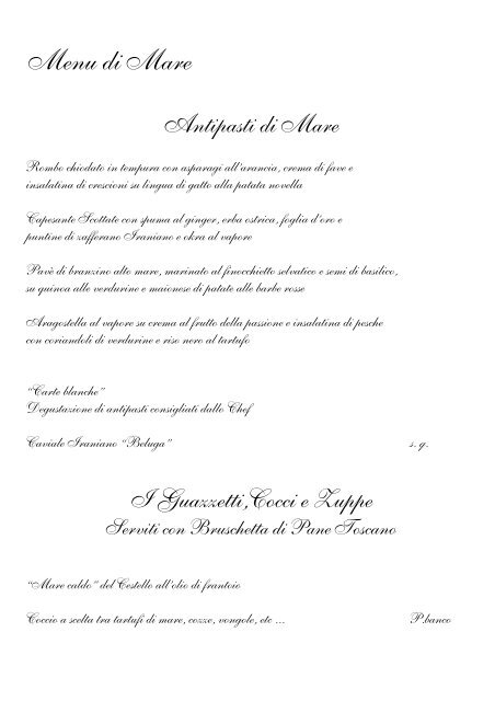 Menu odierno - CESTELLO RISTOCLUB