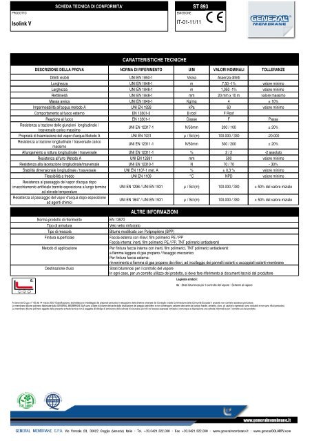 Isolink V Download PDF 2 Mb - General Membrane Spa