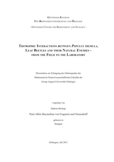 Paul-Albin Maximilian von Fragstein und Niemsdorff - eDiss - Georg ...