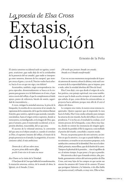 La poesía de Elsa Cross. Éxtasis, disolución