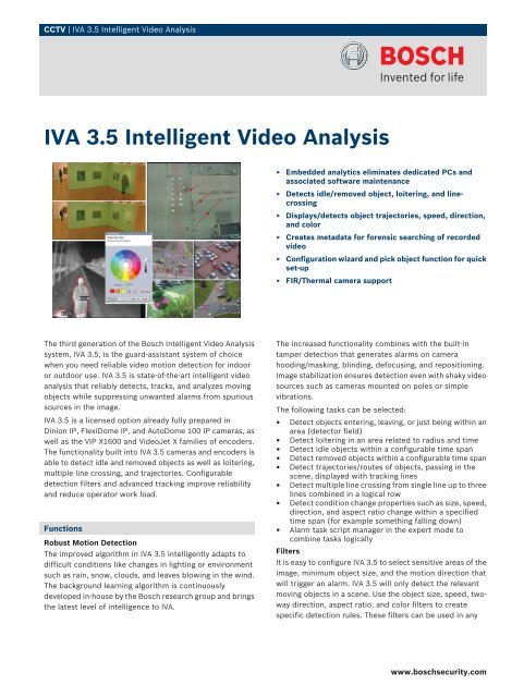 IVA 3.5 Intelligent Video Analysis