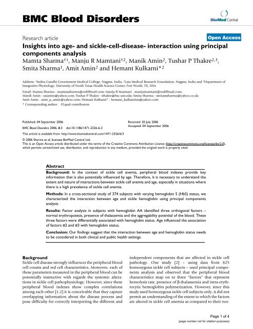 BMC Blood Disorders - BioMed Central