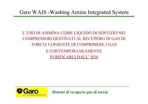 Garo WAIS -Washing Amine Integrated System