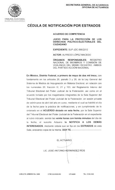 CÉDULA DE NOTIFICACIÓN POR ESTRADOS