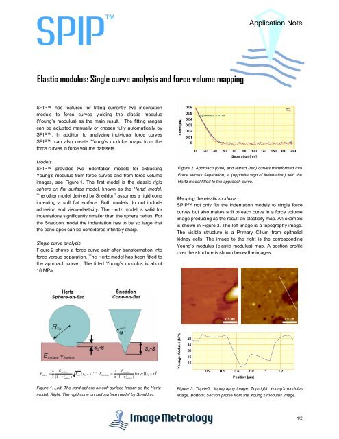 Elastic modulus: Single curve analysis and force volume mapping