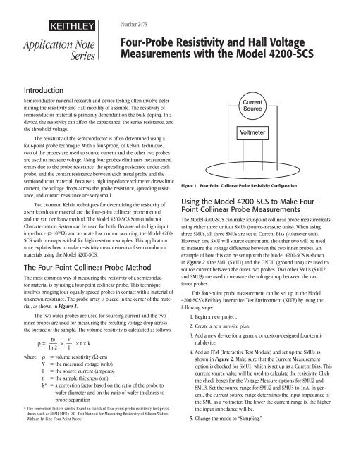 Four-Probe Resistivity and Hall Voltage Measurements - Keithley ...