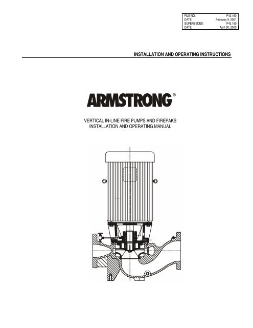Installation and Operating Instructions - Armstrong Pumps