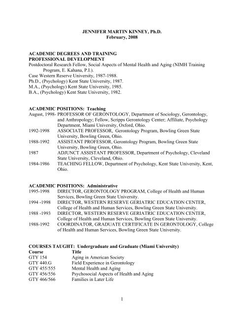 JENNIFER MARTIN KINNEY, Ph - Units.muohio.edu