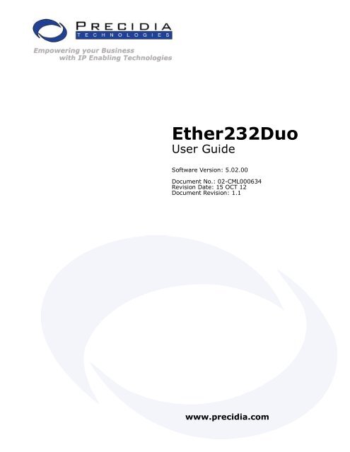 Ether232Duo User Guide - Precidia Technologies