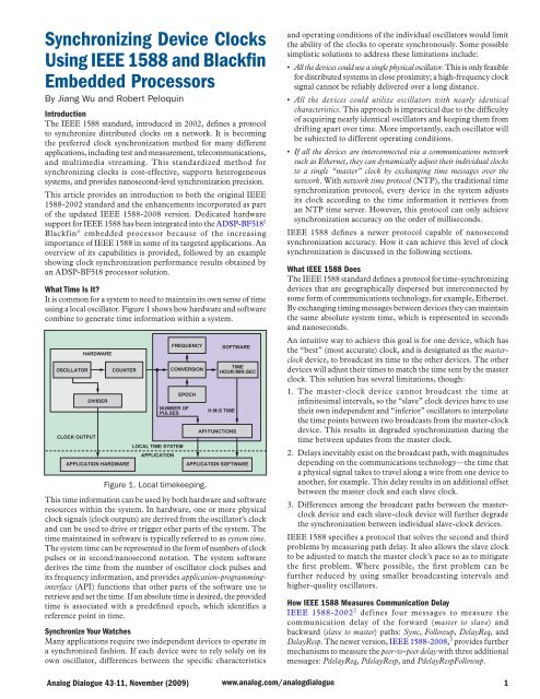 Synchronizing Device Clocks Using IEEE 1588 ... - Analog Devices