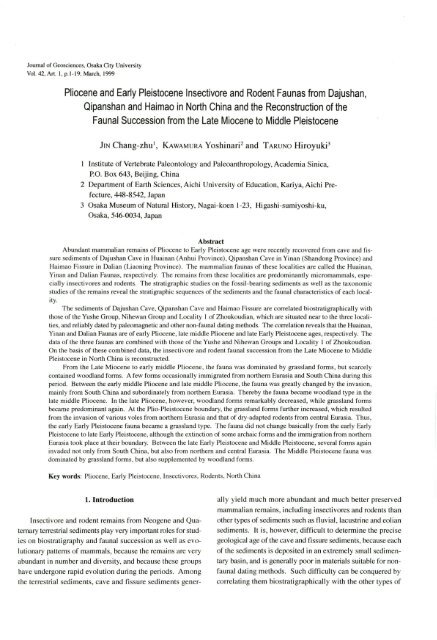Pliocene and Early Pleistocene Insectivore and Rodent Faunas from ...
