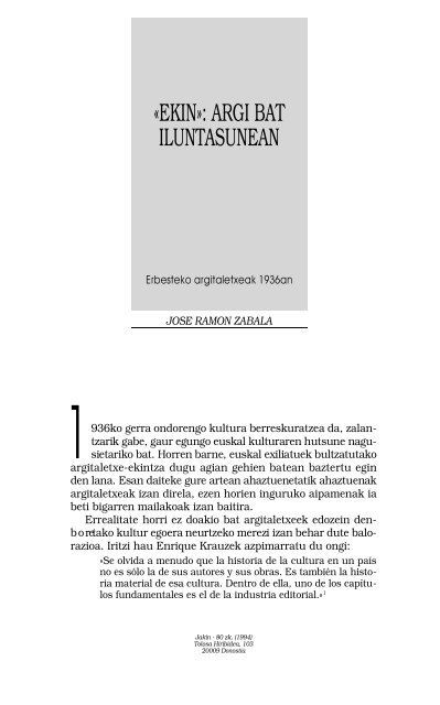 «EKIN»: ARGI BAT ILUNTASUNEAN - Jakin