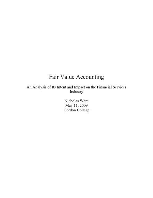 Senior Thesis – Fair Value Accounting