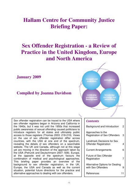 Hallam Centre For Community Justice Briefing Paper Sex Offender