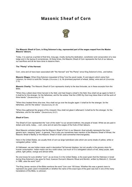 Masonic Sheaf of Corn The