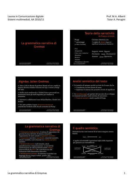 La grammatica narrativa di Greimas Teoria della narratività Algirdas ...